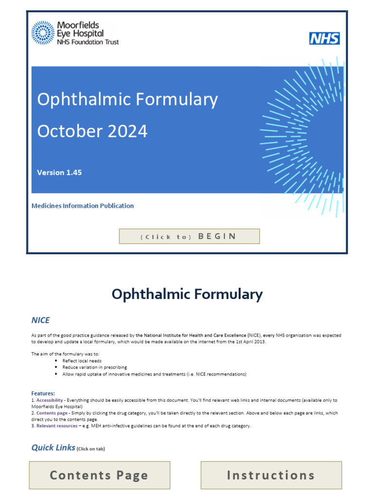 Moorfields Eye Hospital NHS Ophthalmic Formulary Oct 2024 | PDF ...