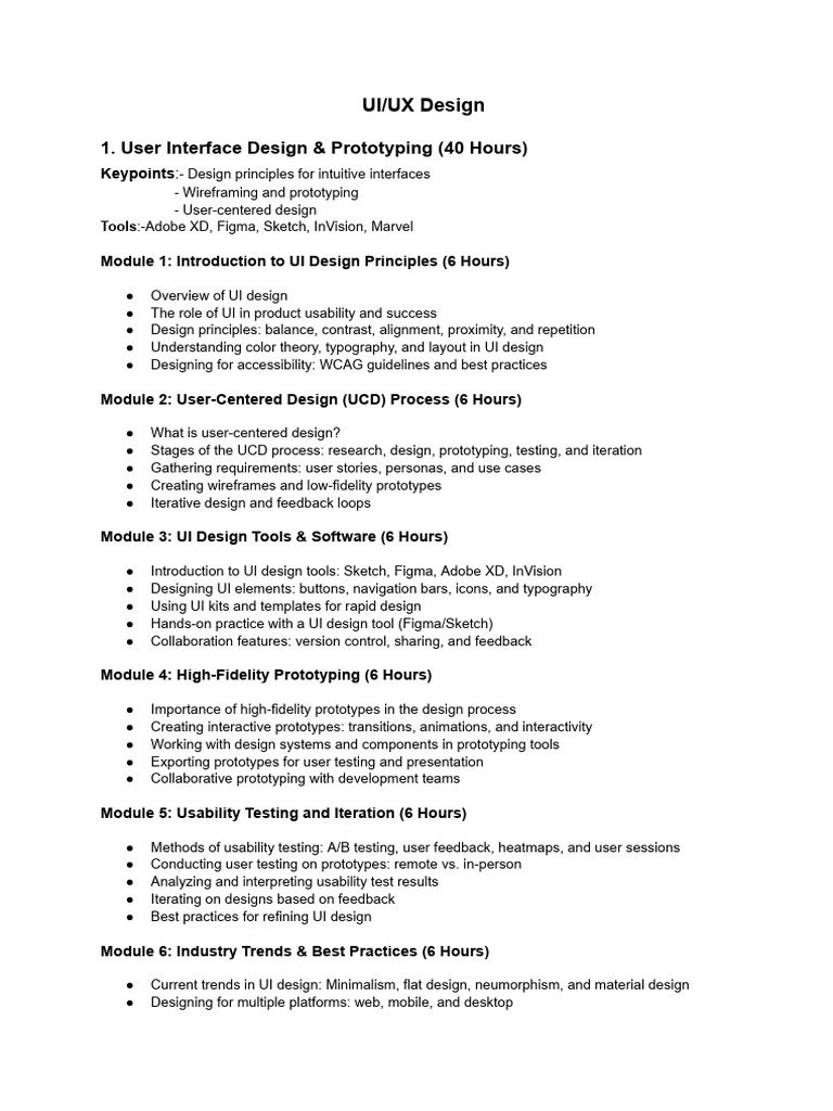 User Interface Design & Prototyping (40 Hours) | PDF | User Interface ...
