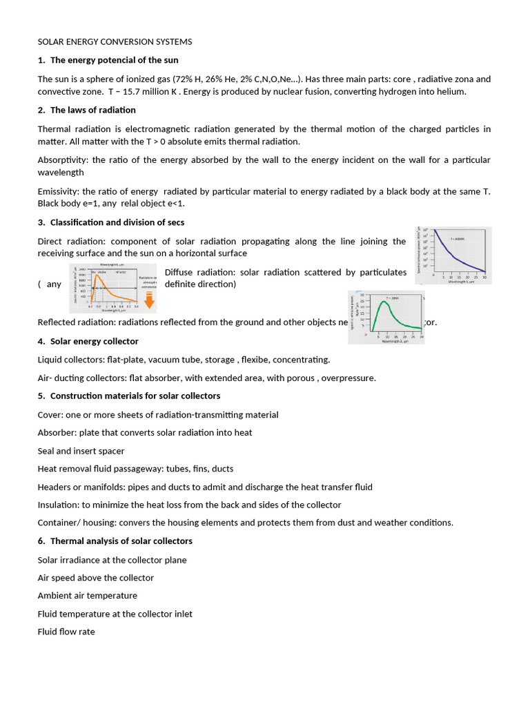 Solar Energy Conversion Systems Overview | PDF | Radiation | Sun