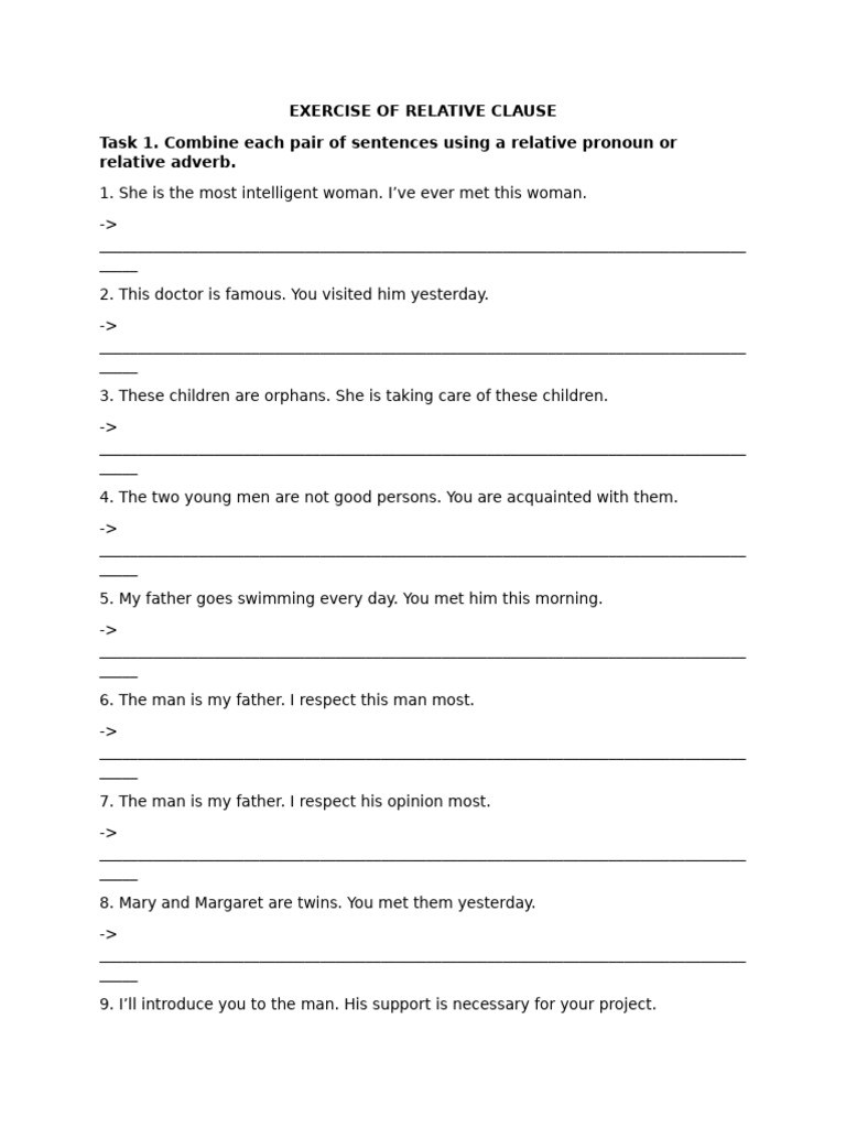 Exercise of Relative Clause | PDF | Syntax