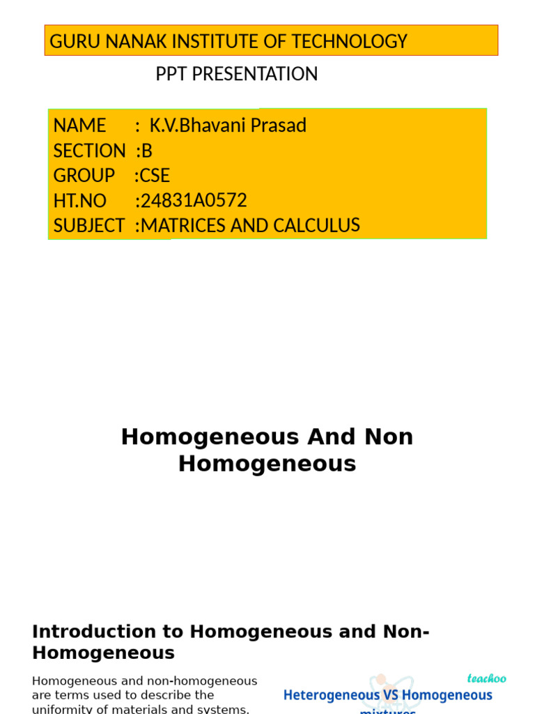 Homogeneous and Non Homogeneous | PDF | Mixture | Homogeneity And ...