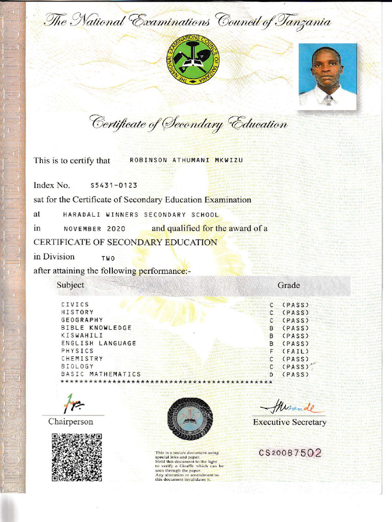 Robinson Mkwizu Form Four | PDF | Student Assessment And Evaluation ...