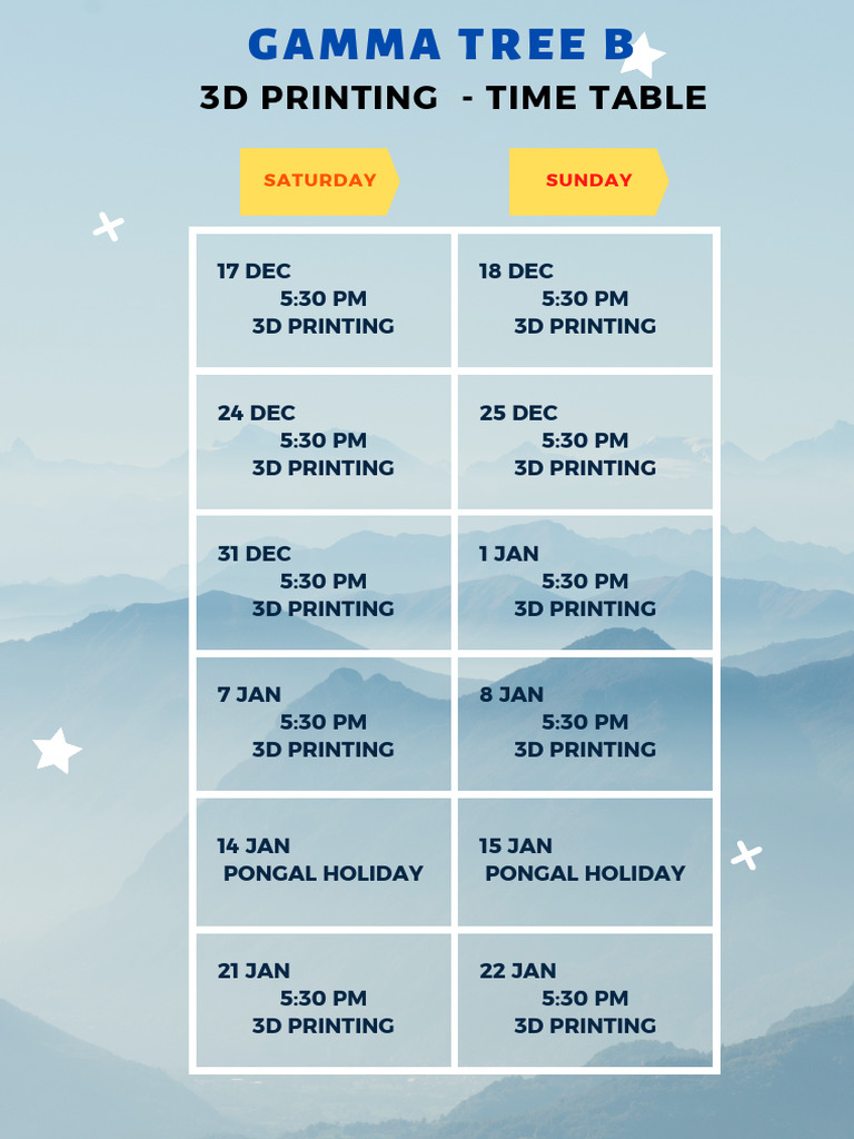 Gamma Tree B - Time Table | PDF