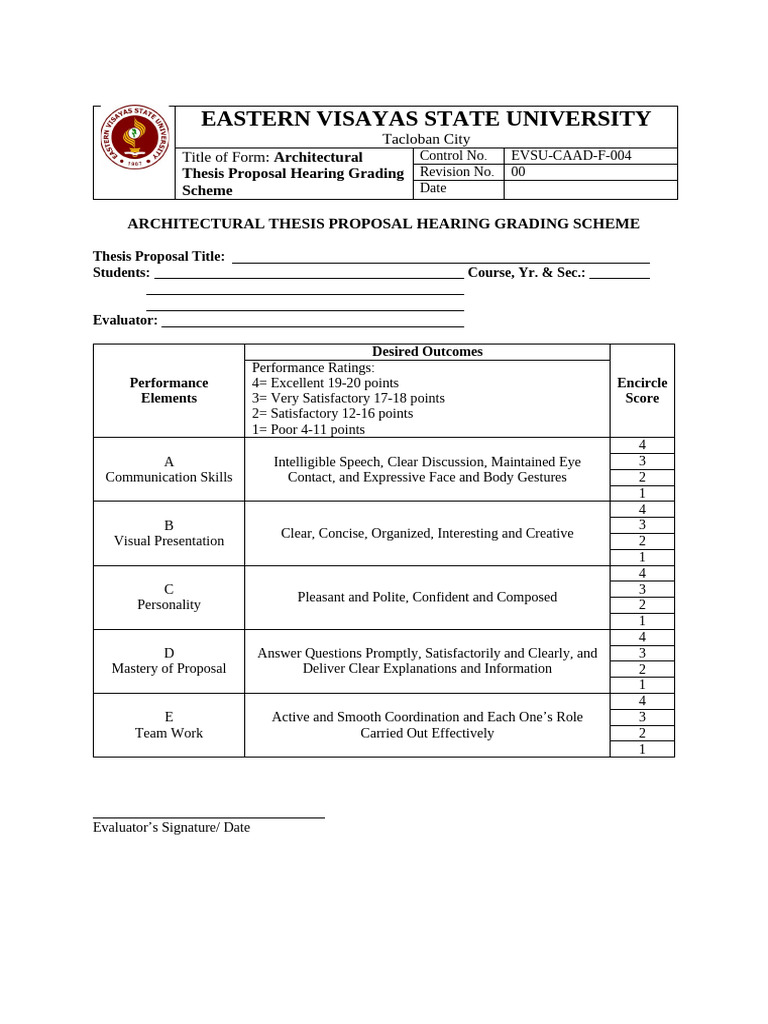004_-Architectural-Thesis-Proposal-Hearing-Grading-Scheme | PDF | Human Communication ...
