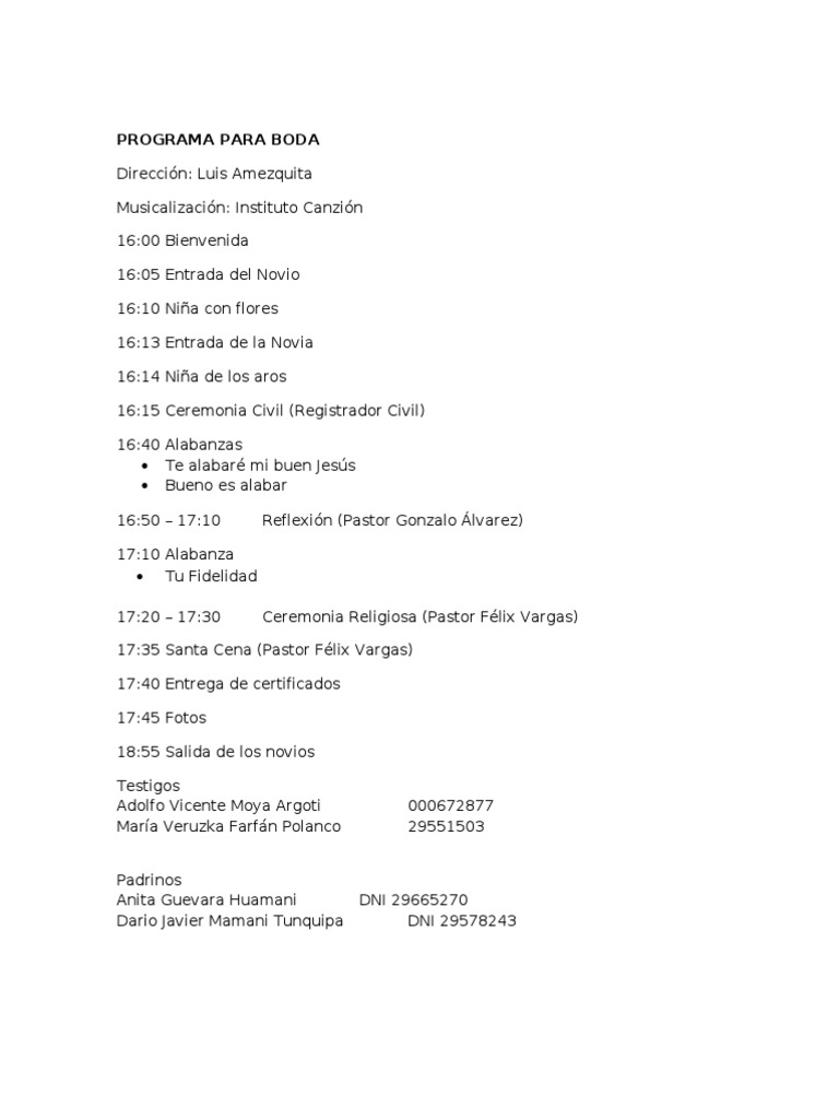 Programa para Boda | PDF | Boda