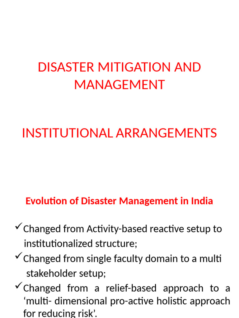 Unit 5 of Disaster Management Part 3 - Institutional Arrangement | PDF | Emergency Management ...