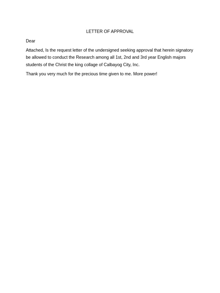 Letter of Approval | PDF