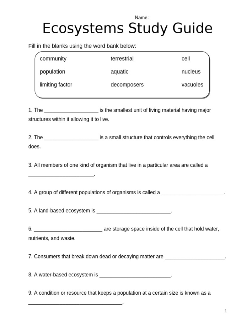 EcosystemsStudyGuide-1 | PDF | Aquatic Ecosystem | Marsh