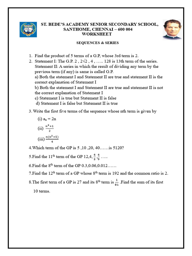 Class Xi Math Seq& Series WS | PDF