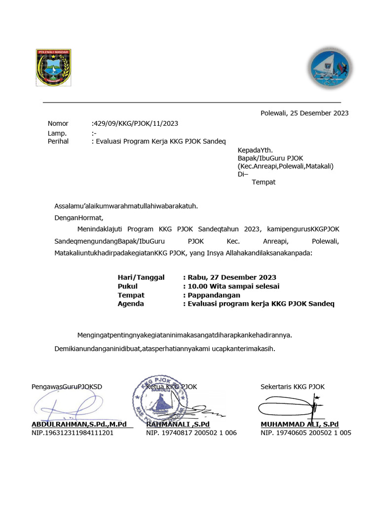 Undangan KKG PJOK | PDF