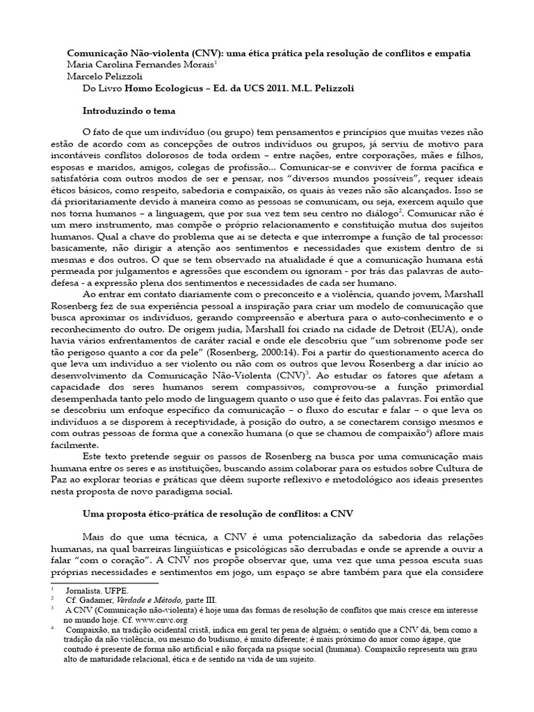 Comunicacao Nao Violenta - Uma Etica Pratica Pela Resolucao de ...