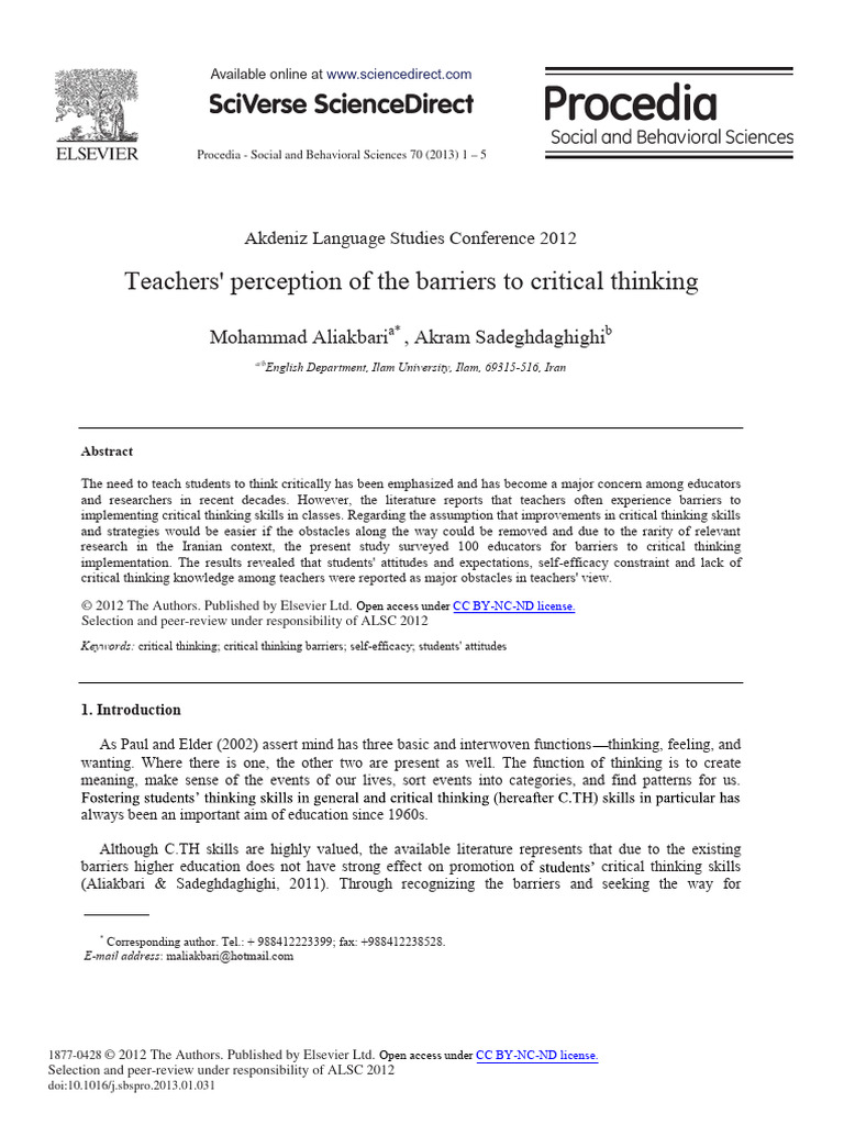 main | PDF | Critical Thinking | Thought