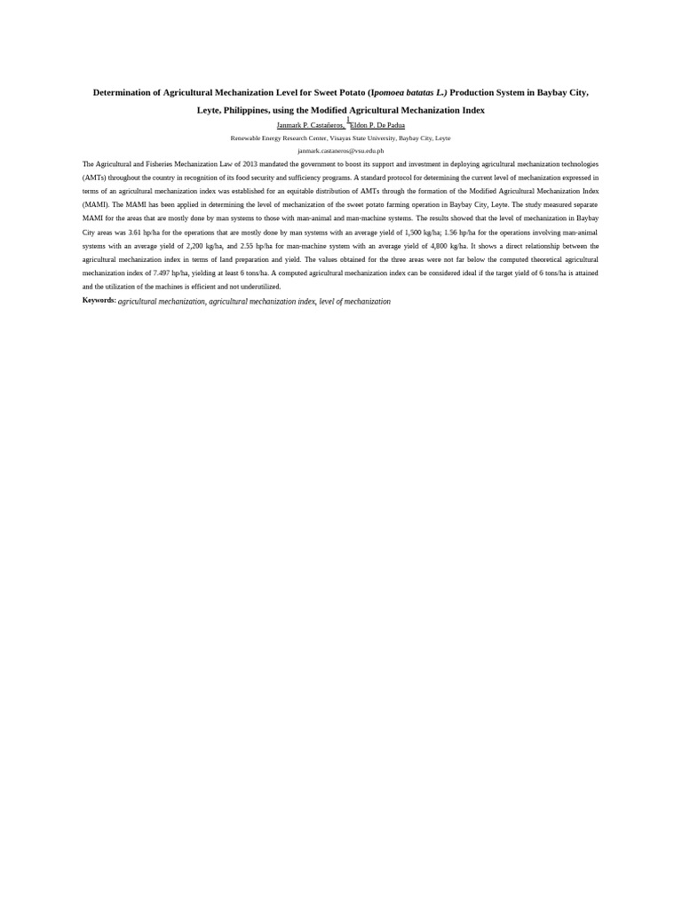 Abstract Template Technical Paper Poster PSABE 8 Convention MAMI | PDF