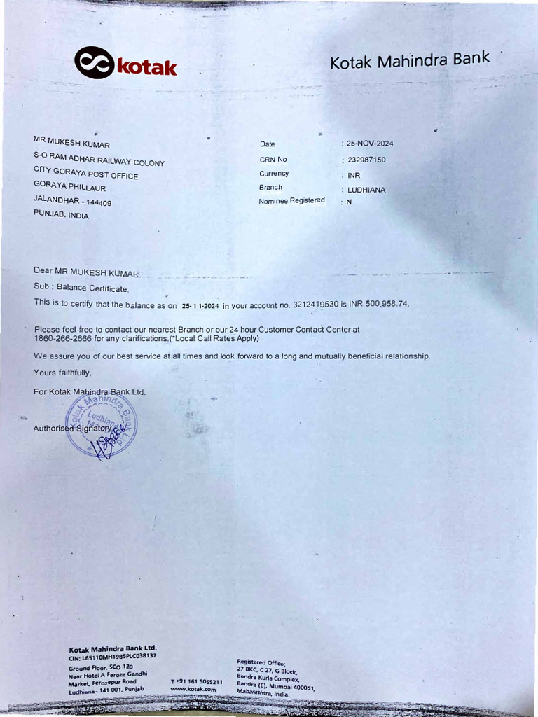 Balance Certificate (3) Mukesh | PDF