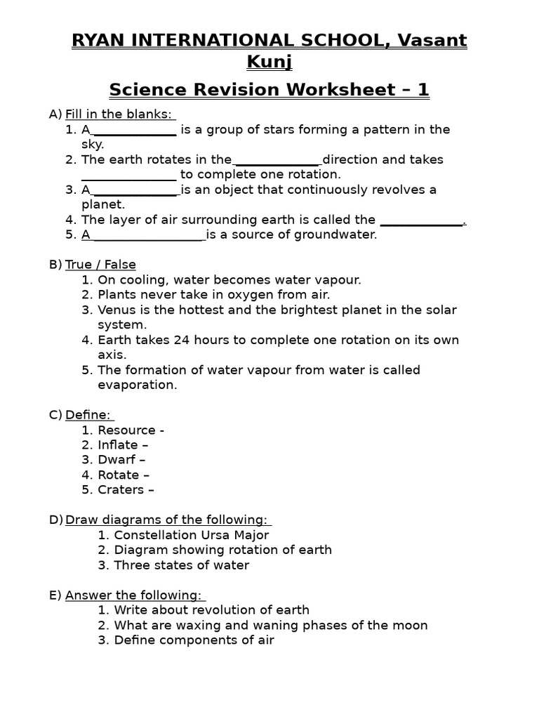 SCIENCE Rev WS1 | PDF