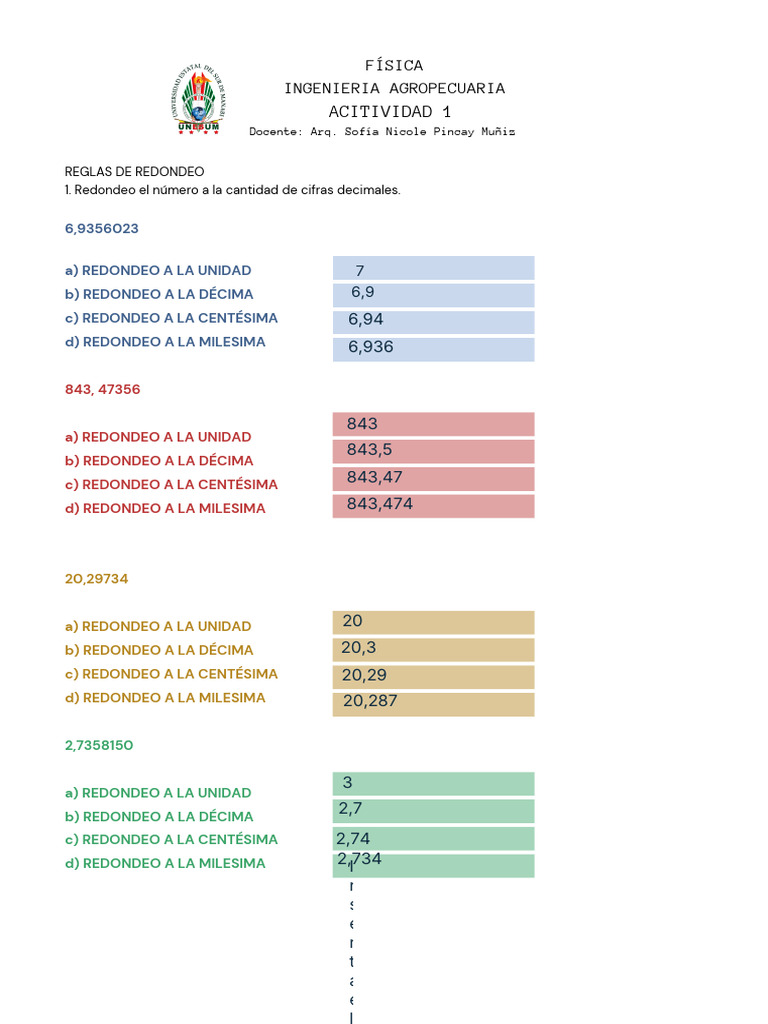 ACTIVIDAD EN CLASES - REGLAS DE REDONDEO 1. -3 (1) | PDF