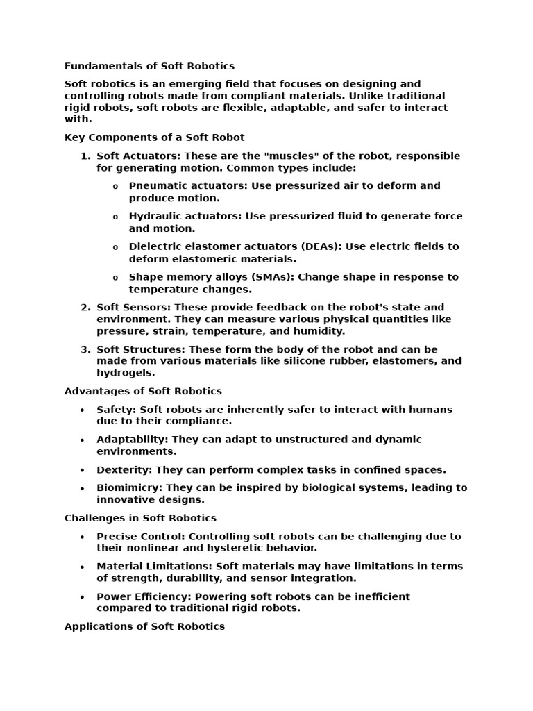 Fundamentals of Soft Robotics | PDF