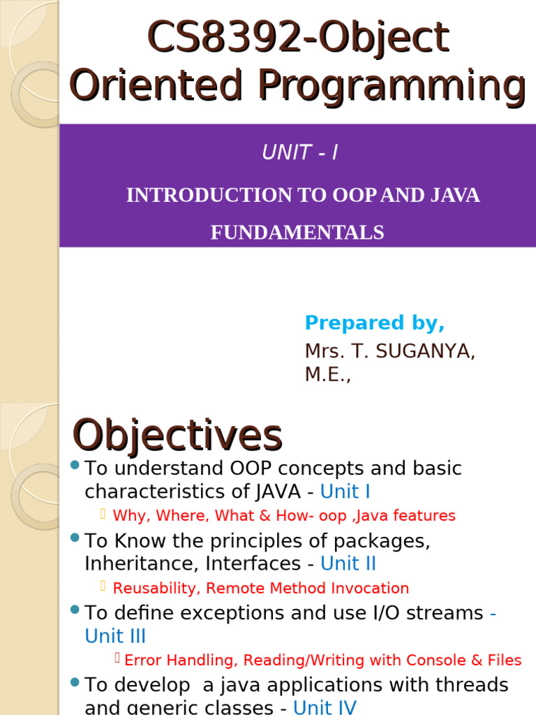 CS8392 OOP Overview | PDF CS8392 OOP Overview | PDF
