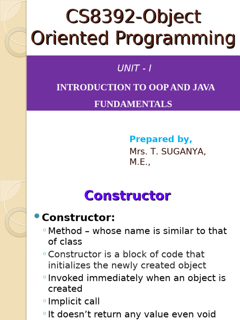 Oop Unit I Constructors Methods Packages Pdf Constructor Object Oriented Programming 9403