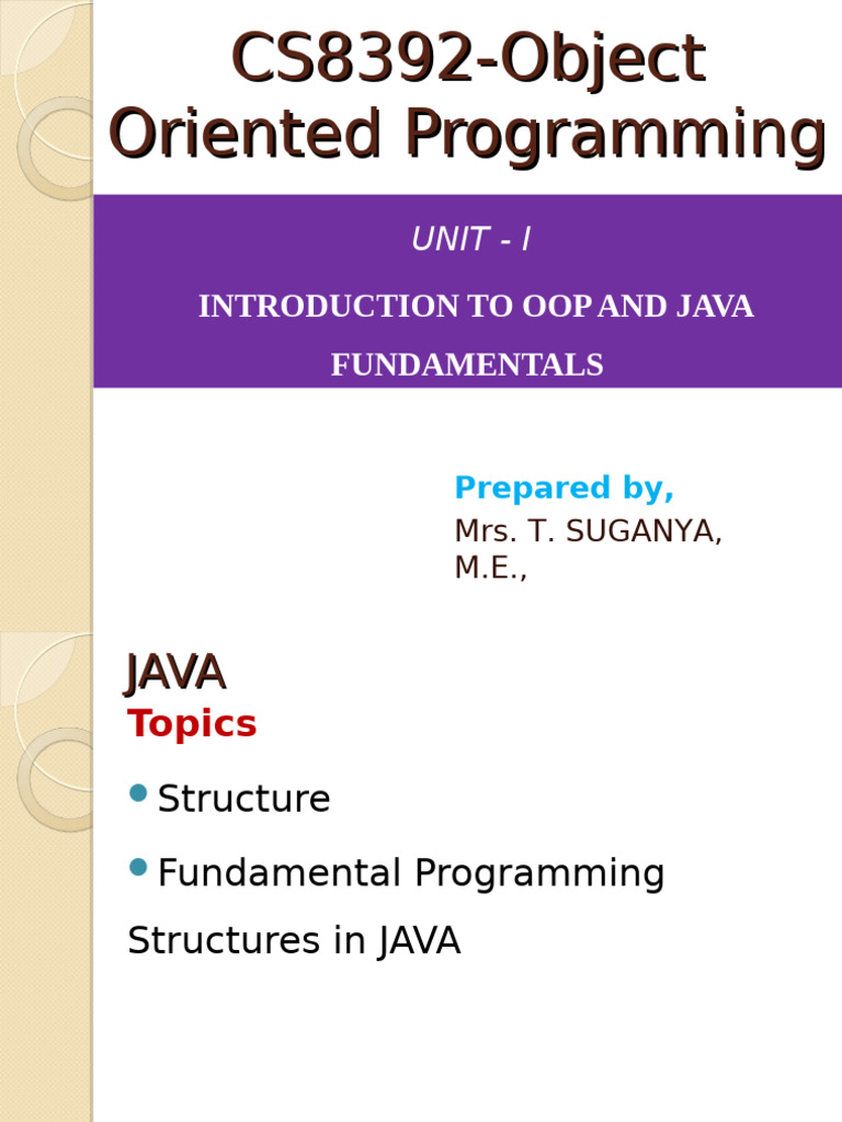 OOP Unit-I Java Introduction - I | PDF | Class (Computer Programming) | Pointer (Computer ...