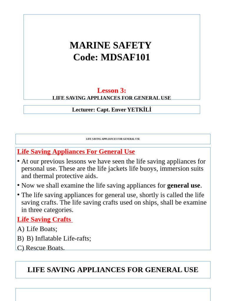 Marine Safety Lesson 3 | PDF | Shipping | Watercraft
