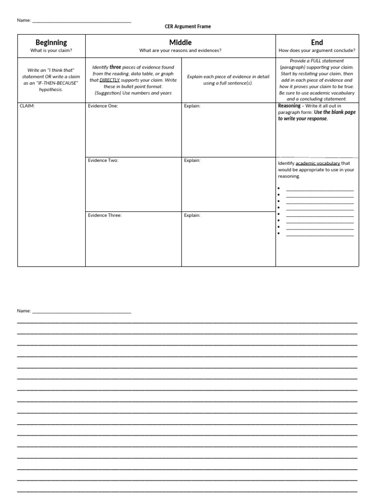 CER Rubric and Guidelines | PDF | Evidence | Glacier