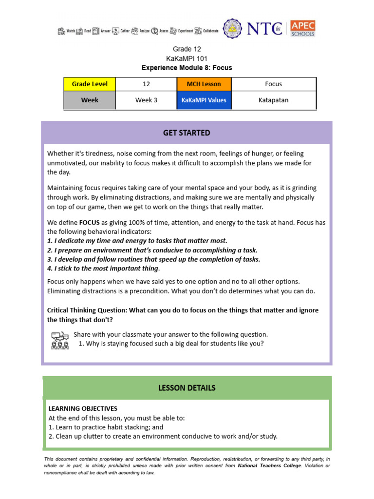 Kakampi 101 g12 em 8 - Focus | PDF | Habits