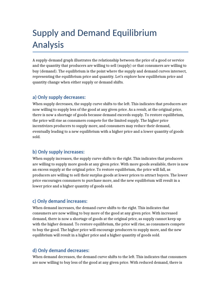 Supply and Demand Equilibrium Analysis | PDF | Economic Equilibrium | Supply And Demand