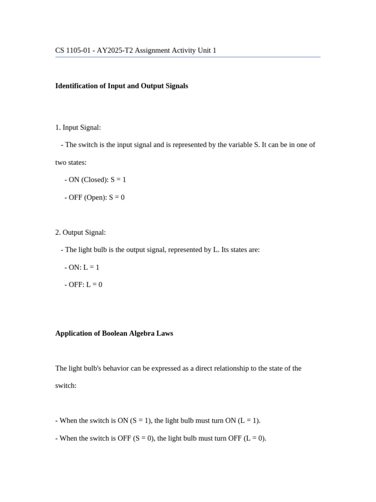 Efficient Circuit Design Assignment 1 Pdf Logic Gate Boolean Algebra