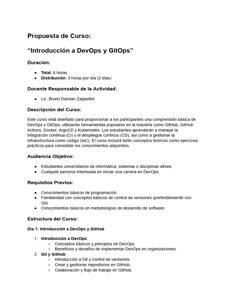 Curso de Introducción a DevOps y GitOps | PDF | Control de versiones | Ingeniería de Sistemas