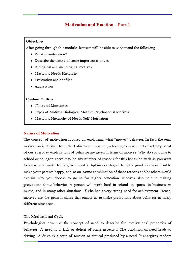 Ch8 motivation & emotion part1 | PDF | Motivational | Motivation