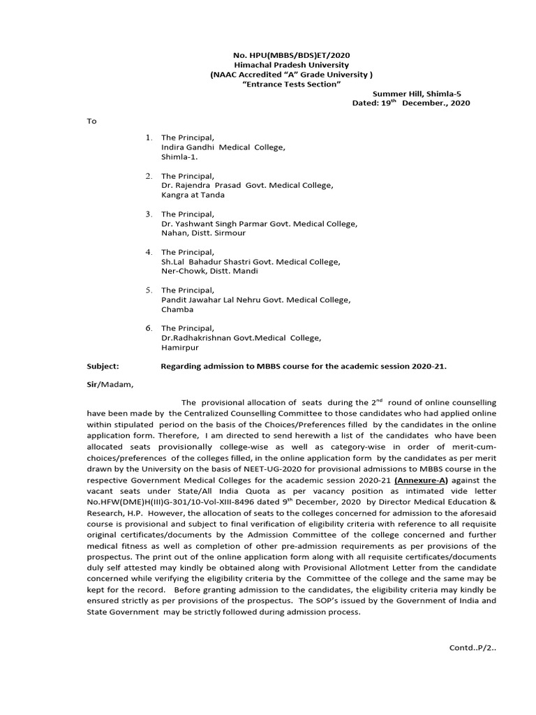 Forw Lett 2nd Round-Merged | PDF | Medical School | Medical Education