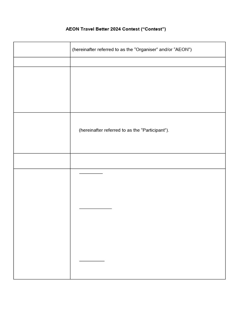 AEON Travel Better Contest 2024 Terms | PDF | Legal Liability | Indemnity