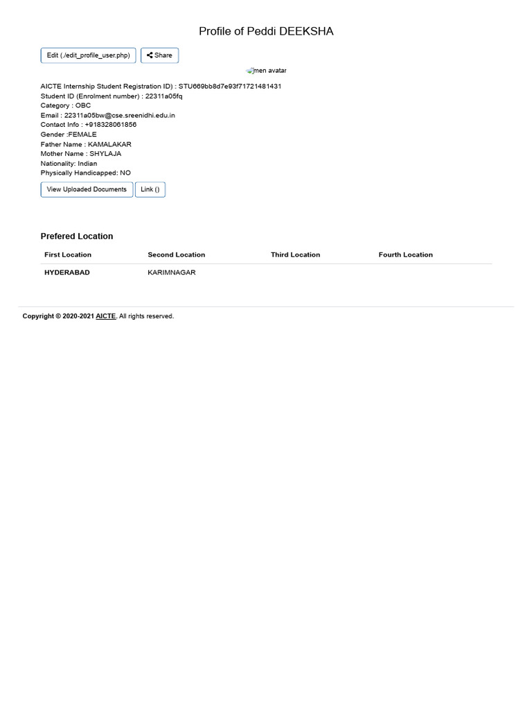 Aicte Internship Profile | PDF