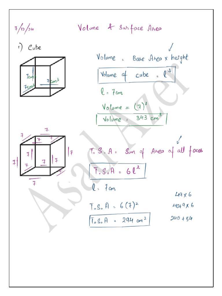Volume Surface Area | PDF
