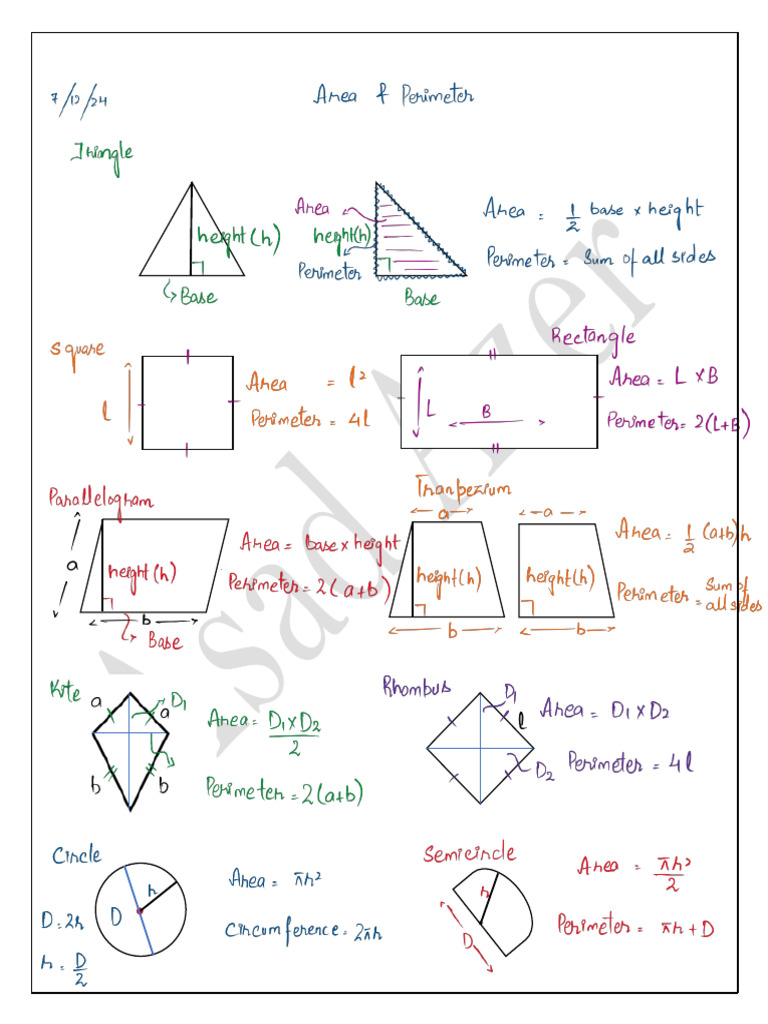 Area Perimeter | PDF