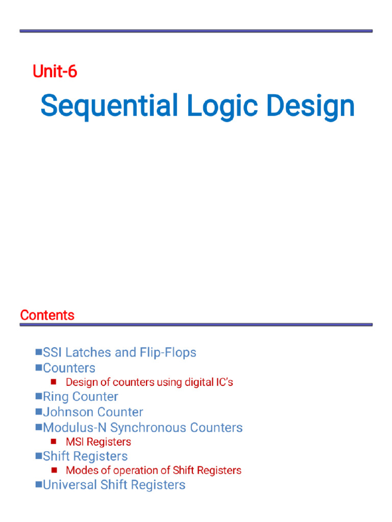 Unit 5-Part B Sequential Logic Design | PDF