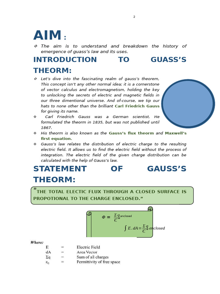 Understanding Gauss's Law and Applications | PDF | Flux | Electric Field