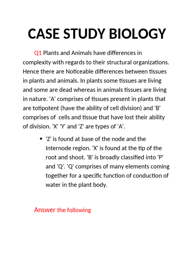 Case Study Biology | PDF | Tissue (Biology) | Cell (Biology)