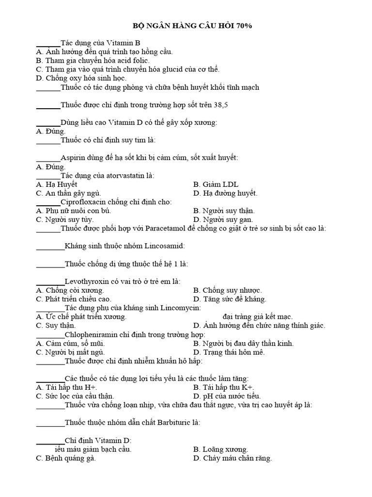70% Duoc Ly 2024 | PDF