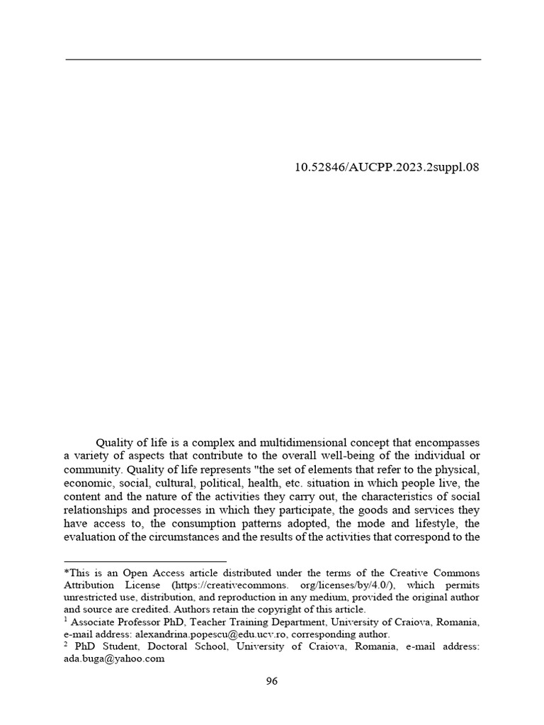 8.POPESCU BUGA AUC PP 2023 No 45 Issue 2 Supplement PP 96-105 | PDF | Cost Of Living | Well Being