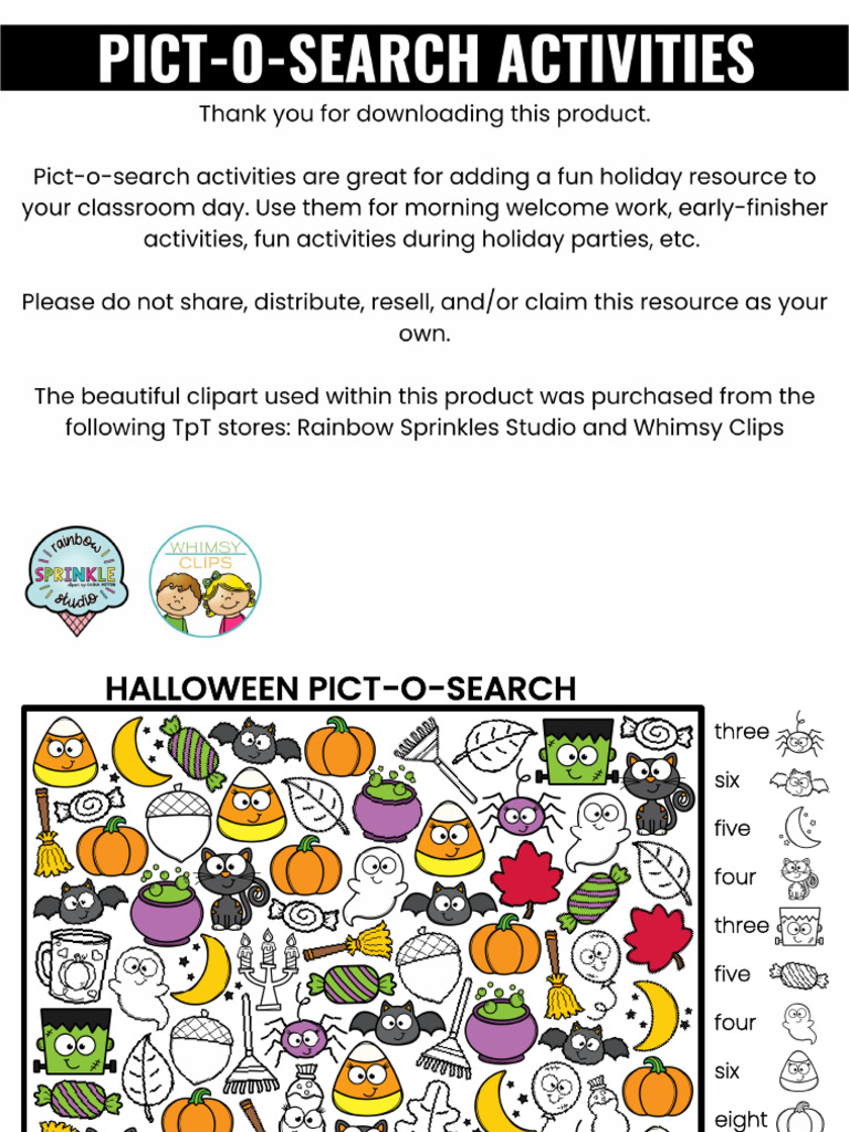 FREEPictureSearchHalloweenActivityPictOSearch 1 | PDF