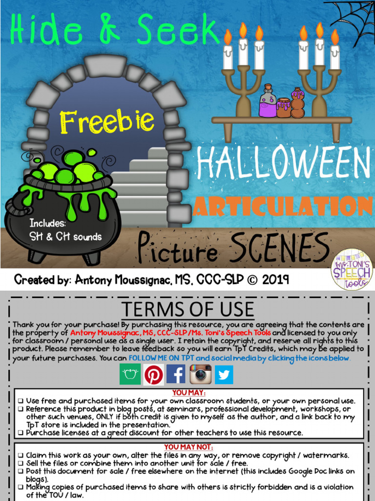 HalloweenArticulationHideandSeekPictureSceneFreebie 1 | PDF