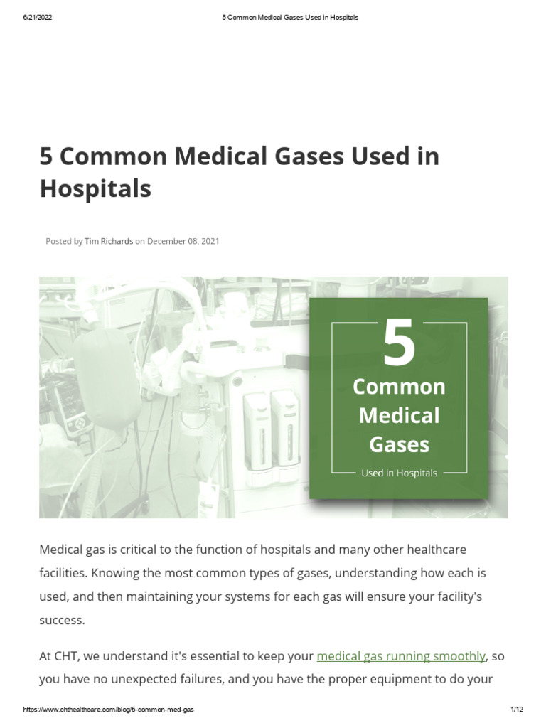 Common Medical Gases in Hospitals | PDF | Nitrous Oxide | Anesthesia