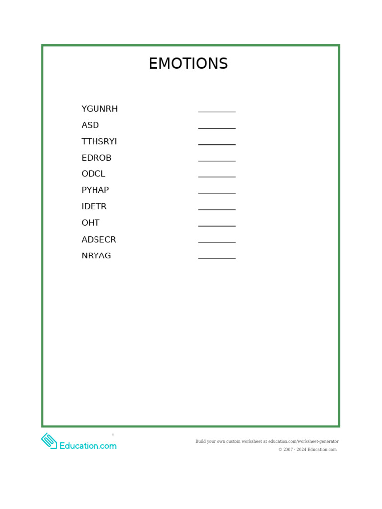 Emotions Worksheet | PDF