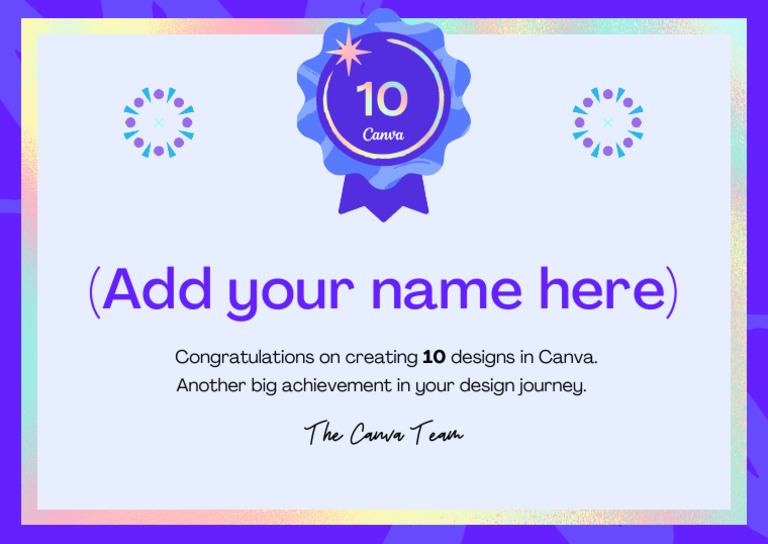 Canva 10 Design Milestone Badge | PDF