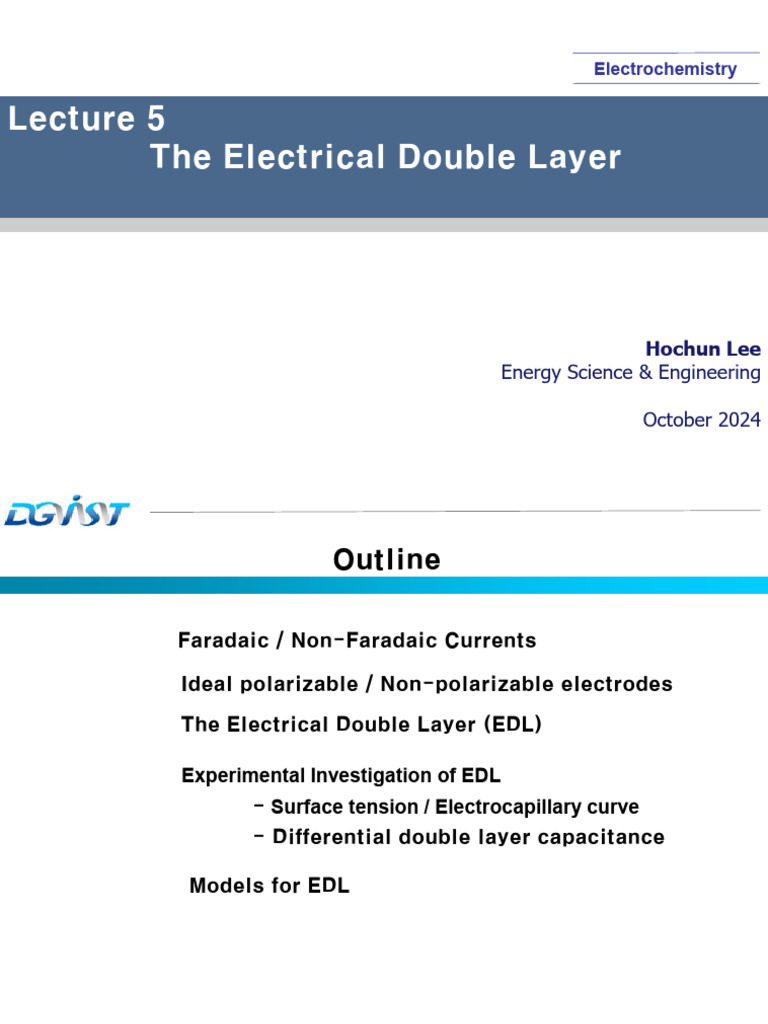 Lecture5-Electrical Double Layer | PDF | Electrochemistry | Physical Chemistry