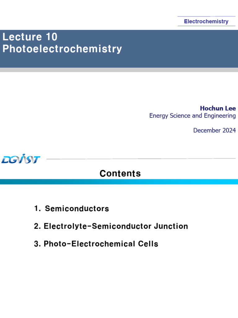 Lecture10 Photoelectrochemistry | PDF | P–N Junction | Electronics