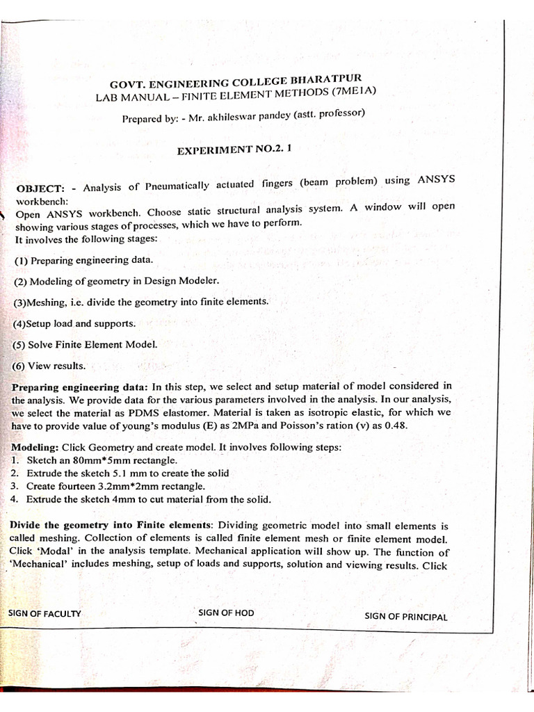 FEA Lab Manual | PDF