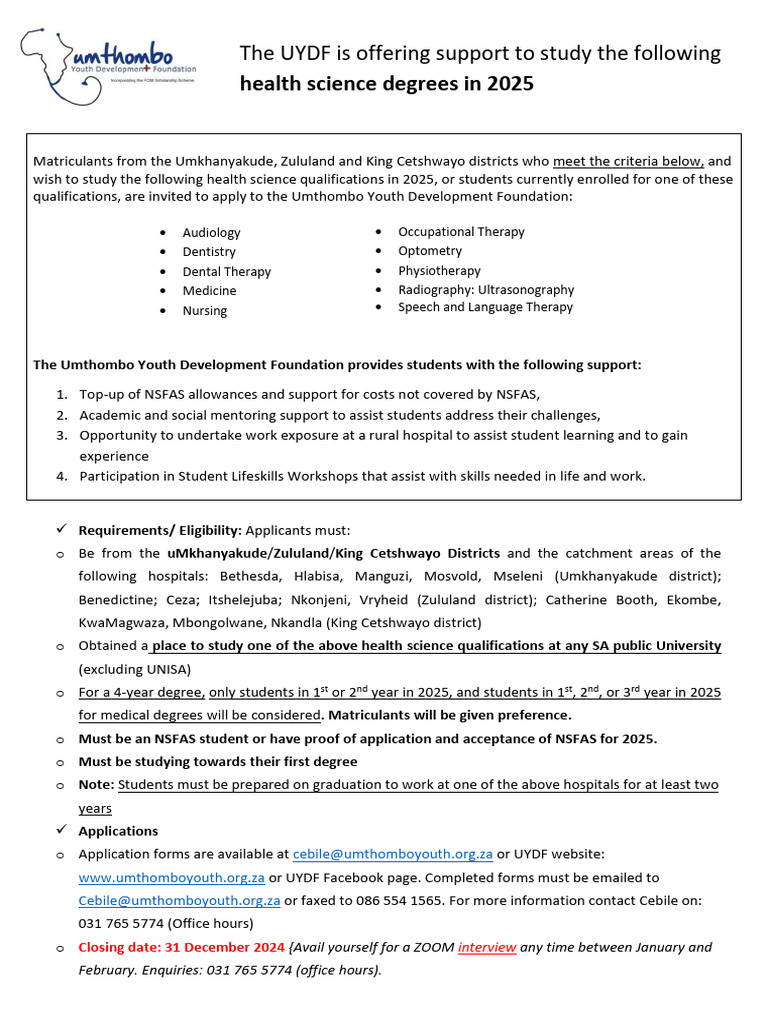 2025 UYDF Advert_0 | PDF | Health Sciences | Health Care